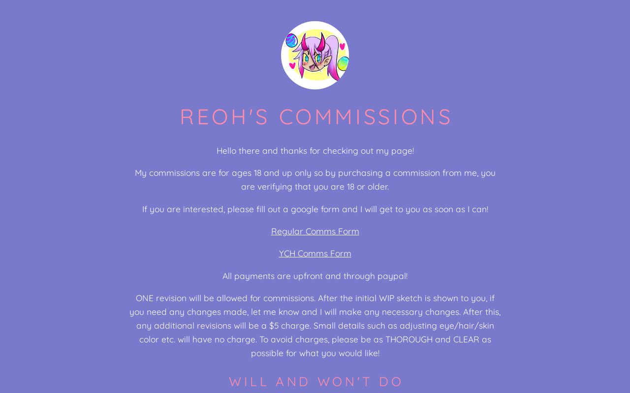 Reoh's commissions